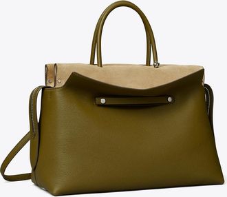 Tory Burch Damen Gro&szlig;e Mercer Henkeltasche aus Strukturleder