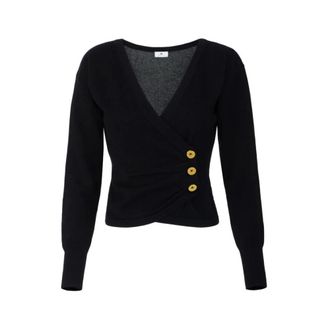 Elisabetta Franchi Cashmere Blend Jumper mit Schmuckkn&ouml;pfen - - Knitwear - Damen - Schwarzk - XS
