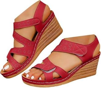 Generic Sandales orthop&eacute;diques larges pour femme avec sangle de cheville et bout ouvert - Semelle souple - Coupe large - Chaussures de plage confortables, Yd 