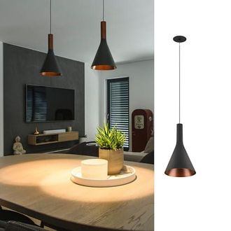 SLV LALU Pendelleuchte CONE 15 Einbau Bronze | Hängelampe mit warmweißen LED dimmbar | Hochwertiger Aluminium Lampenschirm Durchmesser 15cm | Ideal für Es