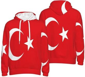 Generic Turquie Drapeau Hoodie Turquie Manches Longues Sweatshirt pour Hommes Sweat À Capuche Pull pour Usage Quotidien Activités De Loisirs Plein Air Pique-N