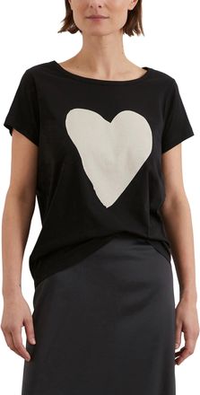 Marc O'Polo Damen T-Shirt aus Bio-Baumwolle mit U-Boot Ausschnitt, Schwarz (Black), XS