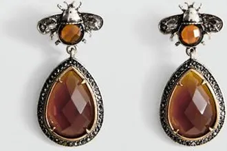 Mango Boucles doreilles pendantes cristaux argent - Femme - Taille unique - MANGO