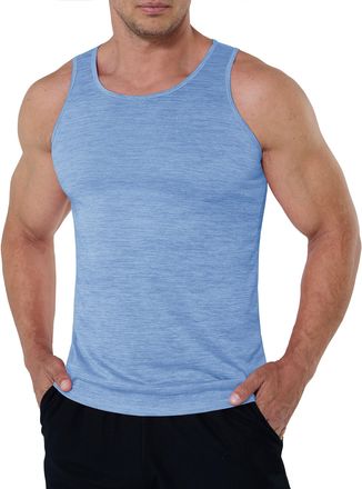 KEFITEVD Tank Top Herren Muskelshirts Leicht Unterhemden &Auml;rmelloses Running Vest Sommer Sweatshirt Gym Bodybuilding Hellblau XXL