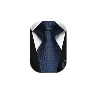 Hisdern Cravate Homme Bleu Fonc&eacute; &Eacute;l&eacute;gante Formelle Classique Cravate et Pochette en Soie Mariage dAffaires Fete Couleur Unie Cravates pour Hommes
