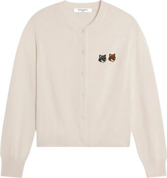 Maison Kitsun&eacute; Double Fox Head Regular Cardigan - - Knitwear - Damen - Beige - XS