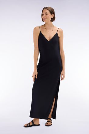 Eden Park Slip Dress En Viscose Noire Coupe Droite