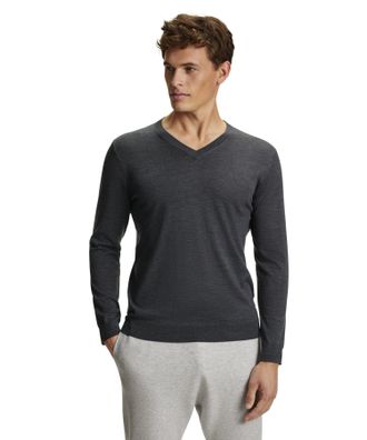 Falke Herren Pullover Basic V-Neck M Pu Wolle elegant klassisch für Business und Freizeit mit V-Ausschnitt 1 Stück, Grau Dark Grey 3970, 3XL
