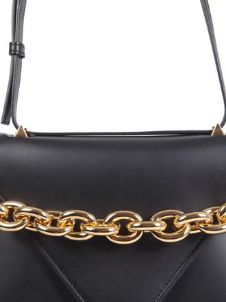 Bottega Veneta Womens Envelope Bag Suede Black Leather Shoulder