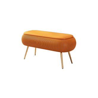 Generic Stilvolle Eingangsbank 80 cm, Schuhbank Aus Massivholz Mit Metallbeinen Und Dickem Kissen for Wohnzimmer Und Schlafzimmer(Orange,Width 23.6(60cm))