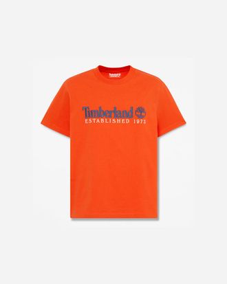 Timberland Kurzarm-T-Shirt mit Established 1973-Stickerei f&uuml;r Herren in Orange, Herren, Orange, Gr&ouml;&szlig;e