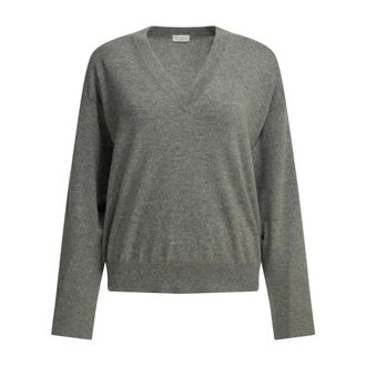 Brunello Cucinelli V-Ausschnitt Kaschmirpullover - - Knitwear - Damen - Grau - L