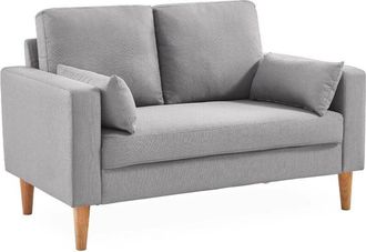 Sweeek 2-Sitzer Sofa, Bezug aus Polyester, Füße aus Holz, Stoff, Hellgrau
