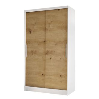 Mirjan24 Kleiderschrank Margite I mit Kleiderstange und 5 Fächer, Schlafzimmerschrank Flurschrank Garderobenschrank Dielenschrank Schwebetürenschrank (weiß/Art