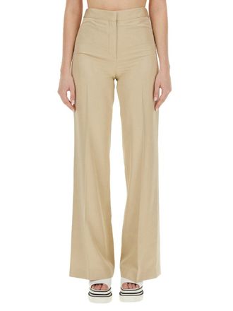 Stella McCartney Flare Fit Viscose Trousers - Beige