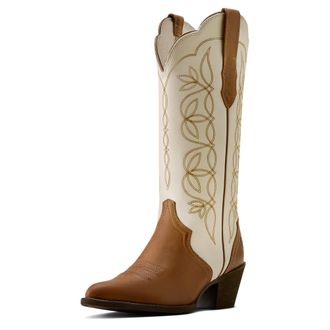 Ariat Womens Heritage Blossom J Toe Western Boots in Wheat Brown Bright Cream, B Medium Width, Size 37.5, by Ariat