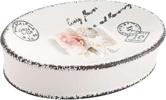 Gedy CLOTHILDE Seifenschale, Keramik, Wei&szlig;, 12,7 x 8,8 x 2,9 cm