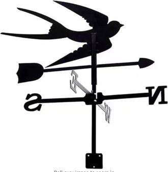 Generic Wetterfahne Aus Schwarzem Metall, Windrichtungsanzeiger f&uuml;R Schuppen, Garten, Terrasse, Dekoration, Windrichtungsanzeiger f&uuml;R Den Au&szlig;Enbereich(A18)