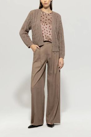 Luisa Cerano Femme, Pantalons, Brun, Taille: 40 FR Pantalon Droit Large &agrave; Taille &Eacute;lastique