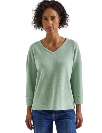 Street One Damen 3227721 Kuscheliges V-Neck Shirt, Serene Green, 38