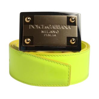 Dolce & Gabbana Metall-Logo-Lederg&uuml;rtel - - Accessories - Herren - Gelb - ONE SIZE