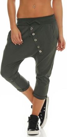 Malito more than fashion Malito Court Boyfriend Pantalon avec Bouton Bar 8015 Femme Taille Unique (Olive)