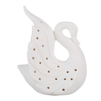 Dioche Schwanen-Deko-Lampe Schwanen-Deko-Lampe Keramik Sch&ouml;ne Zarte LED Schwanenlicht Keramik-Deko-Lampe f&uuml;r Schlafzimmer B&uuml;cherregal mit Batterie(B) (Modell