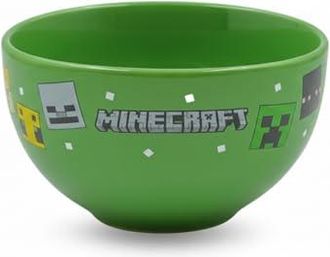 Hox Minecraft Bol &agrave; soupe et c&eacute;r&eacute;ales en c&eacute;ramique verte | Bols profonds pour le petit d&eacute;jeuner | Bols pour flocons davoine, cr&egrave;me glac&eacute;e, nouilles et sal