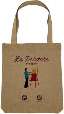 Fabulous Sac Shopping Tote Bag Aspect Lin - La Peinture MAppelle Art Artiste - Sac de Courses Toile Epaisse 360g Beige Naturel Cabas Port&eacute; Epaule Solide Imprim
