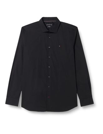 Tommy Hilfiger CORE CL FLEX POPLIN SF SHIRT Hemden Herren, Schwarz (Black), 37W