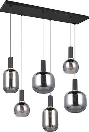 Trio Leuchten Pendelleuchte Diva 319800632, Metall Schwarz matt, Glas Chrom bedampft, exkl. 6x E27