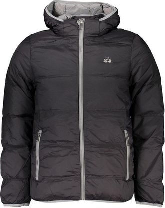 La Martina Outdoorjacke Herrenjacke Schwarz: Leichte Kapuzenjacke mit Stickerei & Taschen