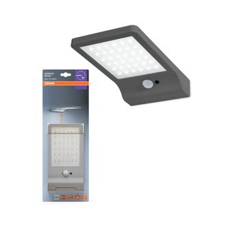 Osram Door LED Solar Sensor 4000K, LED Solarleuchte, IP44, 3W, 320 lm, Bewegungssensor, Solar-Akku, Silber, Wandmontage