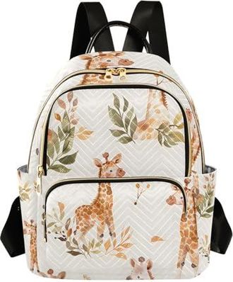 Mnsruu Mini sac à dos pour femme, motif girafe, beige, petit sac à dos tendance, sac à dos décontracté, Multi473, M