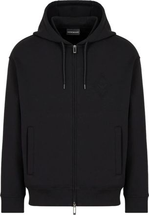 Emporio Armani Homme, Sweatshirts et sweats &agrave; capuche, Noir, Taille: L Pull Noir avec Capuche et Fermeture &Eacute;clair