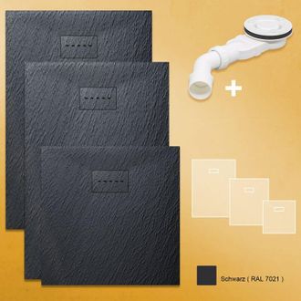 Sonni Design Duschwanne Grau Duschtasse Flach aus SMC Brausewanne Super Flache 140x100cm,mit Ablaufgarnitur,Antirutsch