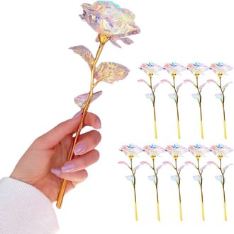 Generic Vergoldete Forever Flowers - 24k Gold Roses Her, Eternal Galaxy roose Bouquet | Romantische Galaxie-Rose mit 24-Karat-Vergoldung f&uuml;r Damen, Set mit 10