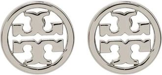 Tory Burch Femme, Accessoires, Gris, Taille: ONE Size Boucles doreilles &agrave; clou avec logo Double-T