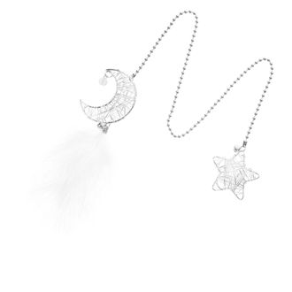 Cabilock Stern Und Mond Autodekoration Mit Kleinen Federn - R&uuml;ckspiegelanh&auml;nger Auto-h&auml;ngeornament F&uuml;r Innenausstattung, Lichtbest&auml;ndiges Autozubeh&ouml;r