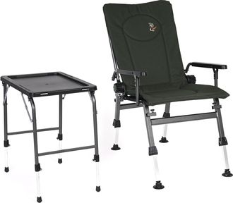 Carpe Diem Angelstuhl mit Tisch Campingstuhl F5R+ST5 Stuhl Deluxe Angeltisch Karpfen Klapptisch Angler mit extra H&ouml;he