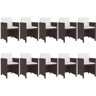 vidaXL Vidaxl - Salon de jardin 11 pcs avec coussins R&eacute;sine tress&eacute;e Marron