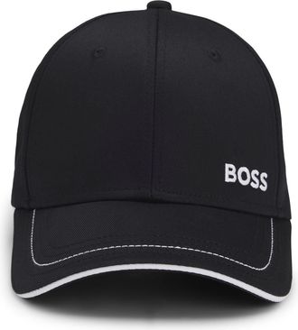 BOSS Herren Cap-1 Cap aus Baumwoll-Twill mit Kontrastdetails und Logo-Stickerei Schwarz001 Stck