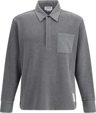 Thom Browne Homme, Tops, Gris, Taille: S Polo en coton au design classique