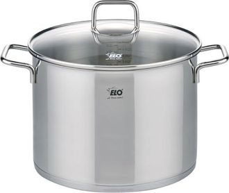 ELO Elo 7244626 Faitout 26 cm Acier inoxydable 18/10, Marmite avec Couvercle en Verre, Poign&eacute;es Inox, Tous Feux Dont Induction et Four, Cuisson Saine, Gra