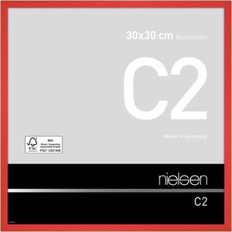 Nielsen Design Bilderrahmen, 30 x 30 cm, Aluminium, Rot glanz, Rahmen zum Aufhängen im Hoch- & Querformat, Echtglas, C2