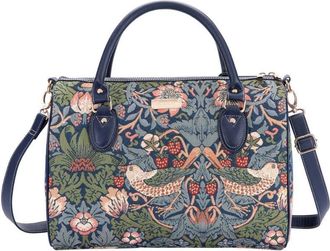 SIGNARE Tapisserie Reisetasche Damen, Sporttasche Damen, Weekender Damen, Reisetasche groß mit William Morris Designs (Erdbeerdieb Blau)