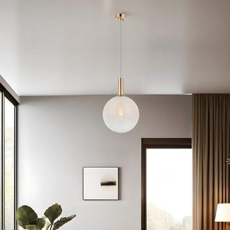 Opviq Elegant Gold Chandelier, Metal Body with Glass Cap, &Oslash;30 cm, Adjustable Height 80-170 cm, E27 Socket, IP20 | Perfect for Modern Living Spaces