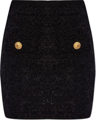Balmain Femme, Jupes, Noir, Taille: 40 FR Glitter Knit Mini Skirt
