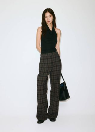 Mango Pantalon droit pinces marron - Femme - 34 - MANGO