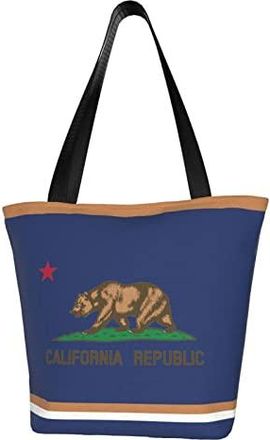 AOOEDM Sac fourre-tout ours drapeau californien sacs &agrave; provisions petit sac de march&eacute; r&eacute;utilisable sacs fourre-tout de plage sacs de voyage